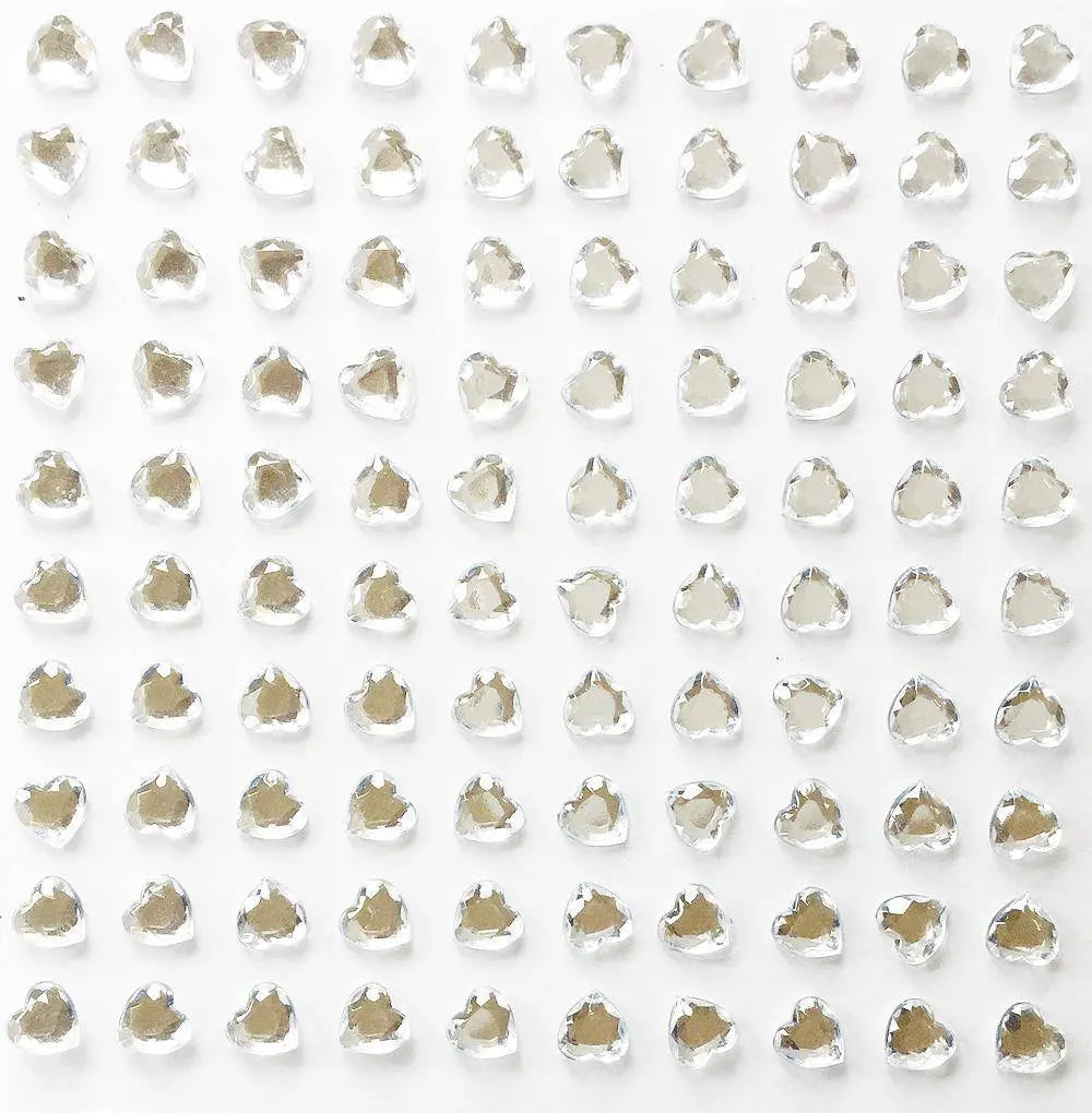100 Mini Heart Self Adhesive Clear Crystals 3mm | Syntego