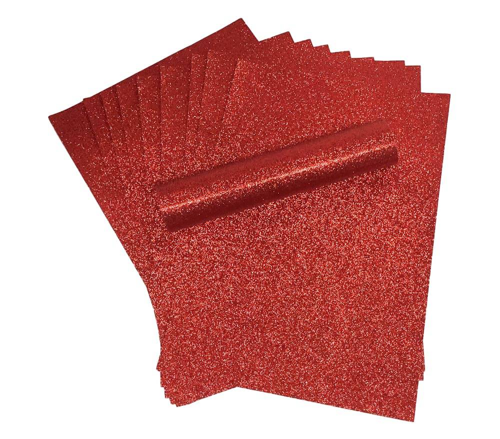 A4 Red Glitter Paper Soft Touch Non Shed 150gsm Pack of 10 Sheets – Syntego